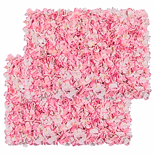 Flower Wall Panel Set, U'Artliens Artificial Wall Flower Backdrop 24x16 Inch 3D Silk Hydrangea Rose Floral Panel for Photo Background Home Party Wedding Backdrop Decoration (4pcs, Pink)