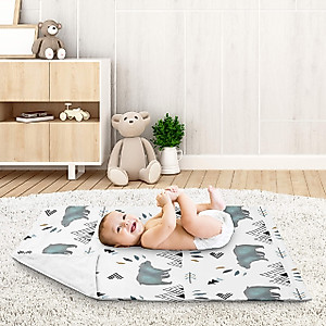 Sweet Jojo Designs Bear Mountain Watercolor Baby Boy Receiving Security Swaddle Blanket for Newborn or Toddler Nursery Car Seat Stroller Soft Minky - Slate Blue, Black and White