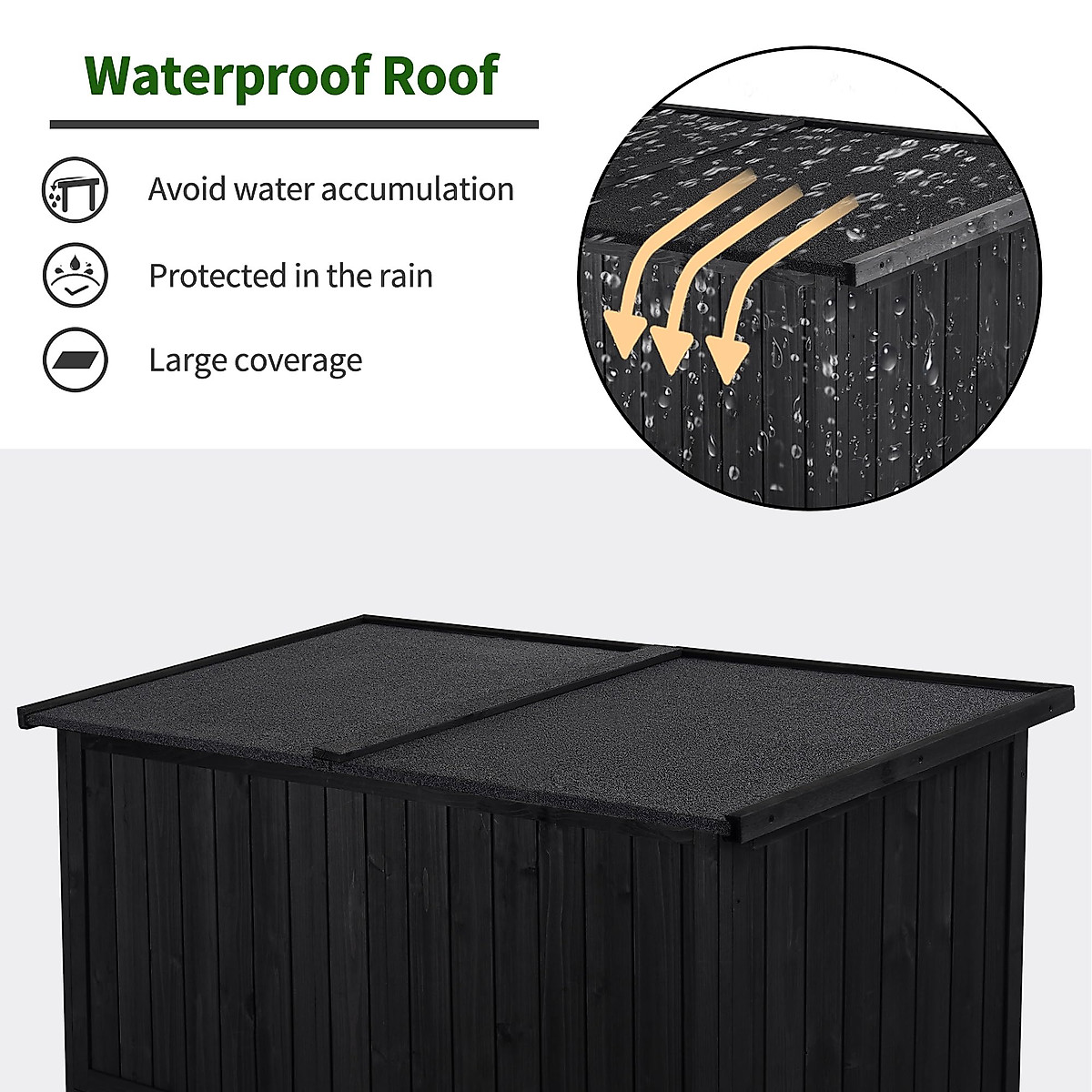 MCombo Large Wooden Outdoor Storage Shed with 2 Shelves, Oversize Garden Tool Shed with Lock, Outdoor Storage Cabinet with Floor for Patio and Yard (46.9" x 22.4" x 66") 1911 (Black)