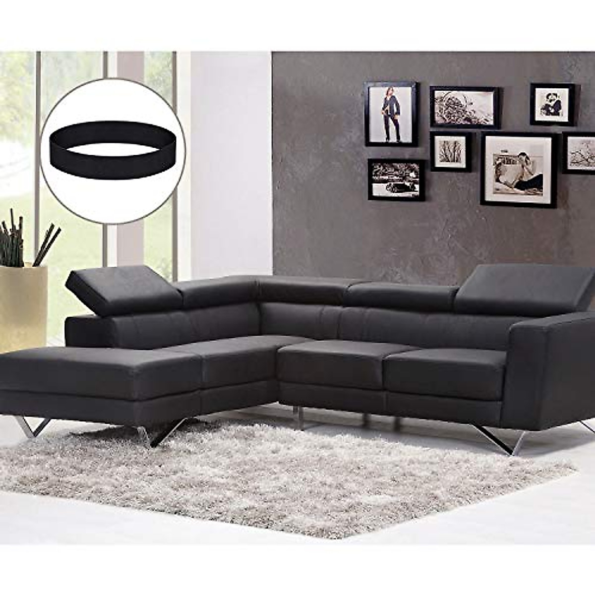 Outus Couch Sectional Connectors Sofa Couch Straps Sofa Rubber Band for Sliding Sofa, Black (8 Pieces)