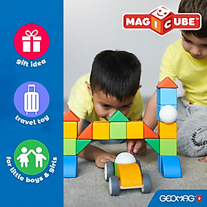 Swiss-Made MagiCube, 1.57in Large Magnetic Blocks, Safety Tested, Non-Toxic, Smooth Edges, Gifts for 3 4 5 6 Year Old, Magnet Toy Building Blocks, Toddlers, Girls & Boys, Sensory STEM, Preschool Toys