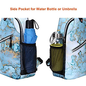 MOSISO Sling Backpack, Multipurpose Travel Hiking Daypack Watercolor Marble Rope Crossbody Shoulder Bag, Blue