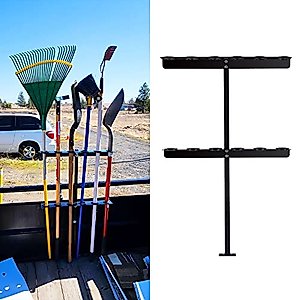 Landscape Hand Tool Rack for Truck Trailer, Vertical Hand Rack for Landscaping, Garage or Shed Walls Holds, 6 Tools for Shovels,Rakes,Hoes (1, Black)