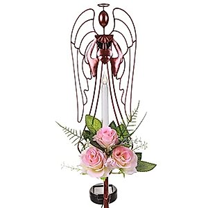 Yourongmao Outdoor Solar Garden Lights,Solar Angel Lights with Flower,Garden Decorative Solar Lights for Yard Patio,Garden Solar Lights Outdoor Decor
