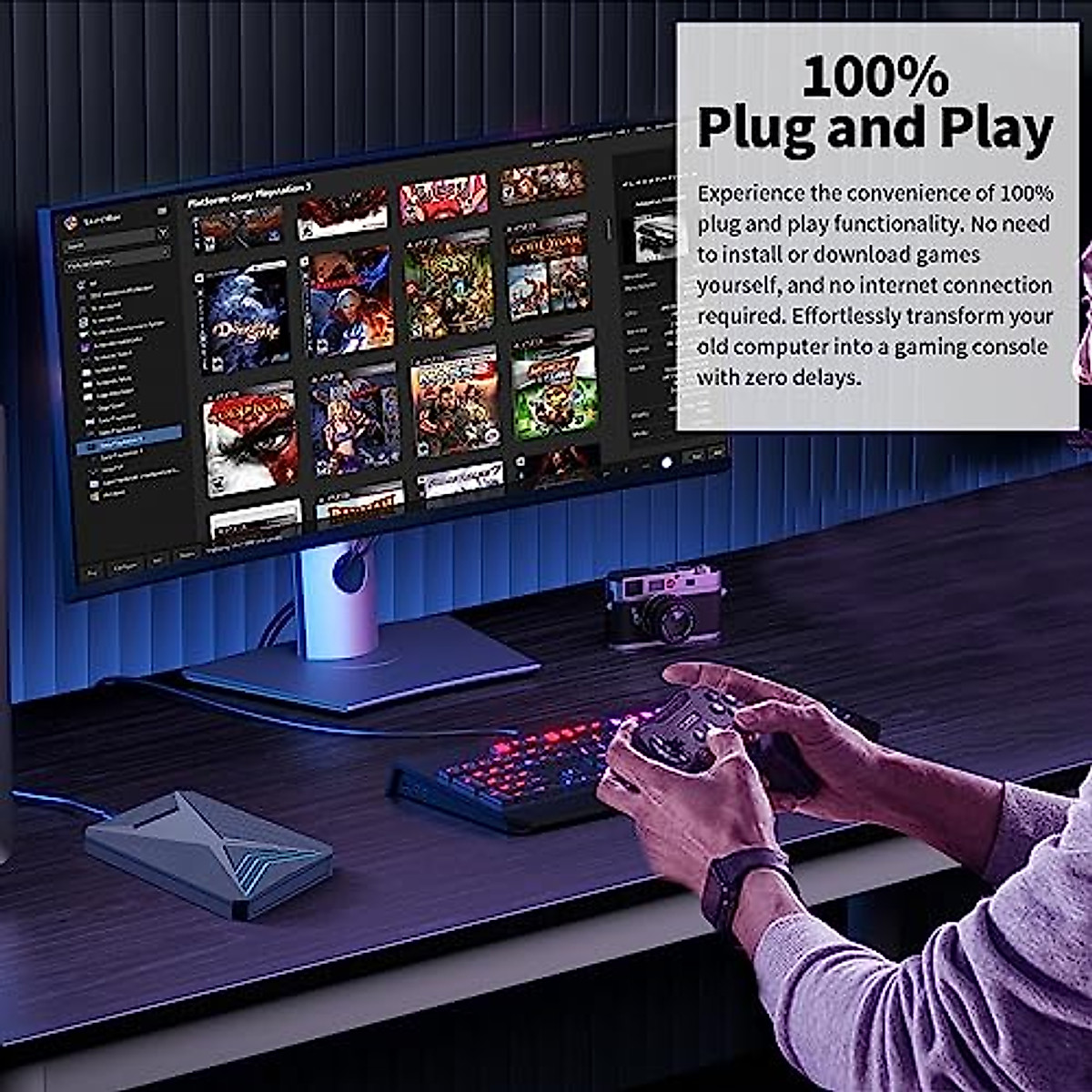 Emulator Console 2T Hard Drive Retro Game Console with Built in 4280 Games, Plug and Play Video Game Console, Game System Compatible with 18 Emulators