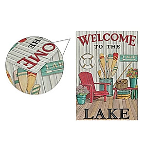 Welcome To The Lake Garden Flag Vertical Double Sided 28" x 40" Outdoor Patriotic Americana Decor for Homes and Gardens