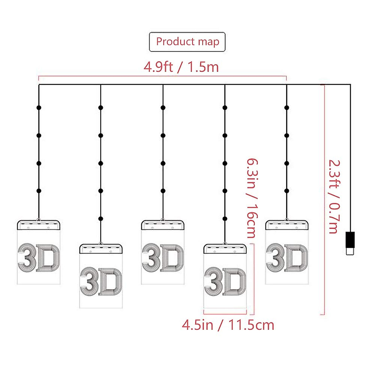 Aolantai Window Lights, 3D Acrylic Fairy Lights Christmas String Lights with USB Powered Christmas Decorations 8 Lighting Modes with Remote Controls for Outdoor, Indoor, Porch, Party, Warm White