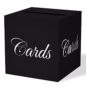 Black and Silver Card Box for Party, 8.7" White Gift Card Box Money for Wedding, Graduation, Birthday, Baby Shower, Retirement, Anniversary, Bridal Shower, Raffle Ticket, Cards Receiving Box