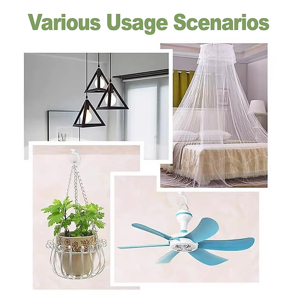 Aidoclip 2PCS Ceiling Hooks for Hanging Plants,Heavy Duty Plant Swag Hooks,Hanging Planter Wall Hook, Indoor and Outdoor Plant Hangers