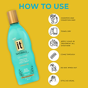 IT Naturals Argan Oil 12-In-One Amazing Leave In Treatment, 10.2oz - Repairs, Protects & Strengthen Hair Split Ends & Breakage - for All Hair Types - Moisturizing & Volumizing - Paraben Free