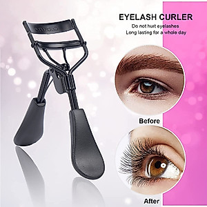 Fxidaaimt Best Curling Eyelash Curlers samll & Portable Handle Stainless Steel Eyelash Styling Aid Beauty Tool Set for All Eye Shapes and Eyelash Curler Big Eyes, Get Perfect Curl in 5 Seconds(Black)