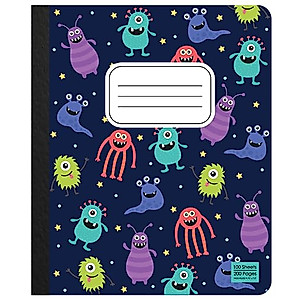 ScribbleMate Cute Composition Notebook Wide Ruled, Set of 3 Composition Notebpooks for Kids, Wide Ruled Composition Notebook for Boys and Girls. 100 pages 200 sheets. 9.75” x 7.5”