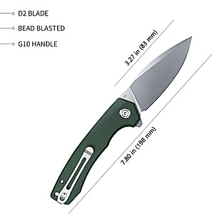 KUBEY Calyce KU901G Pocket Knife Durable D2 Blade and Ergonomic Handle with Deep Carry Pocket Clip