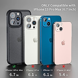 Auleegei Designed for iPhone 13 Pro Max Case, [Military Grade Drop Tested] Slim Thin Shockproof Phone Case Translucent Anti-Scratch Carbon Fiber Hard PC Back and Soft TPU Bumper Edge, 6.7 inch, Back