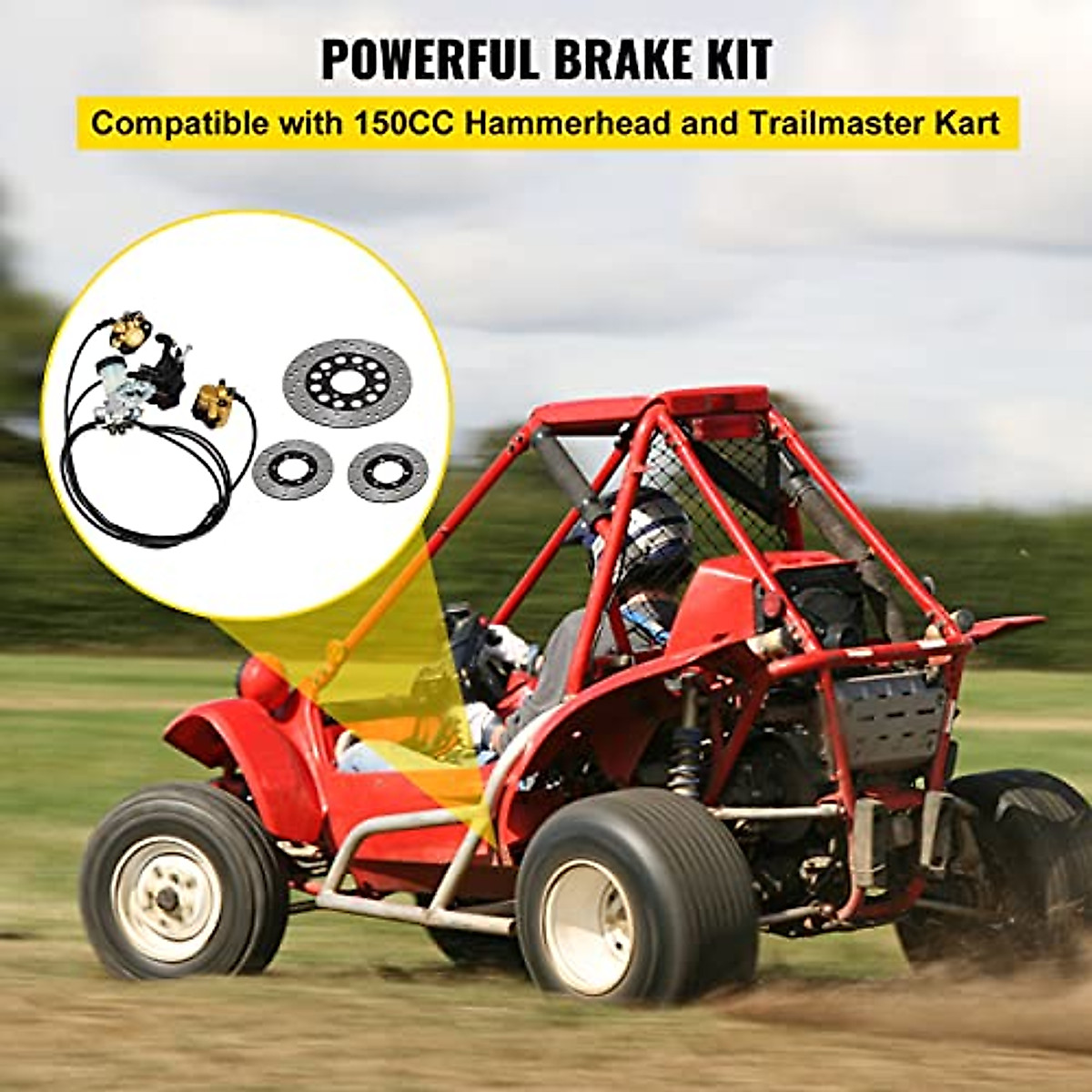 Vevor Go Kart Brake Master Cylinder Kit Go Kart Hydraulic Brake Kit Universal Go Karts Brake Kit Kandi Complete Including Master Cylinder, Hose, Caliper, Pad for 150cc : Automotive