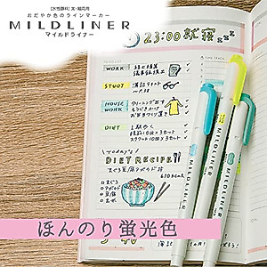 Zebra Mildliner WKT7-5C-N Highlighter, Slightly Fluorescent Colors, 5 Colors