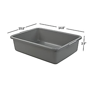 Jandson Gray Commercial Bus Tubs, 4 Pack Small Dish Pan Basin Plastic (8 L)