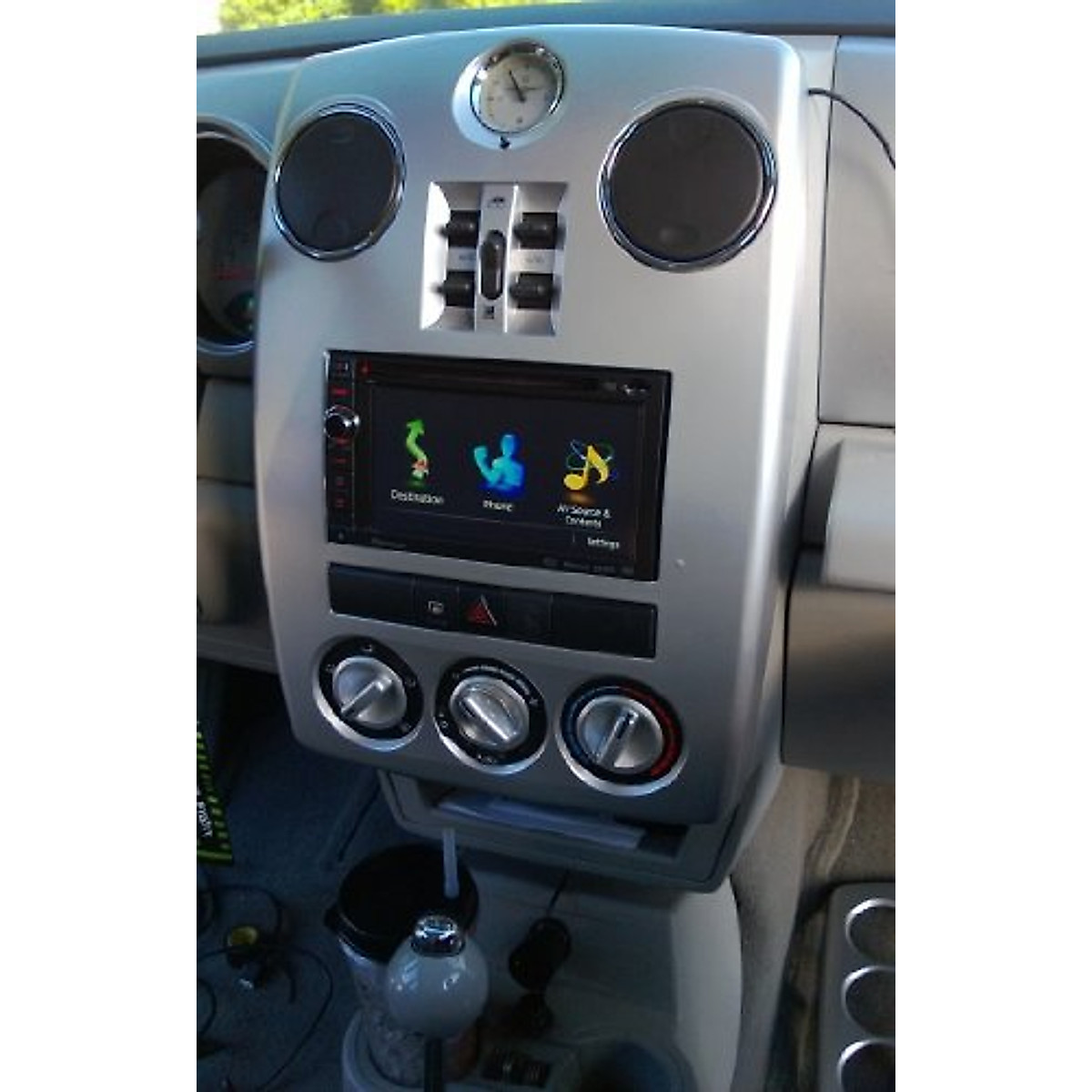 Aftermarket Double Din Radio Stereo Bezel Install Installation Kit + Standard Wire Harness + Antenna Adapter Compatible with Chrysler Pt Cruiser 2006-2010