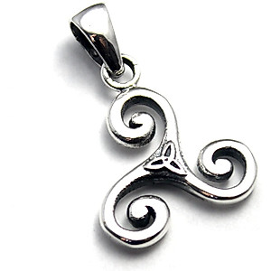 COSUMOSU 925 sterling silver Celtic Triquetra Trinity Knot Protection Pendant (Round Snake) (Triskelion)