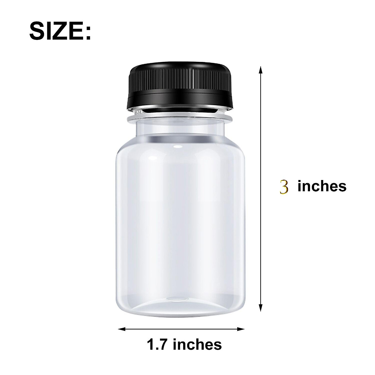 12 Pcs Plastic Juice Bottle, Reusable Drink Containers, For Juice, Milk, Smoothie And Other Drinks, With Black Lid, 3 OZ