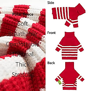 Fitwarm Dog Striped Knitted Sweater, Thermal Turtleneck Pet Coat, Dog Winter Clothes for Small Dogs Boy Girl, Cat Apparel, Red, XS