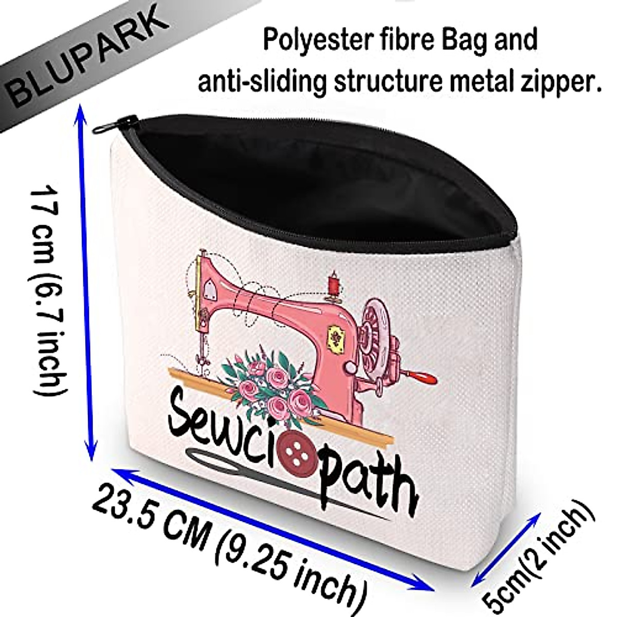 BLUPARK Sewing Machine Cosmetic Bag Crafter Mom Gift Sewciopath Makeup Bag Sewing Lover Gift (Sewciopath)