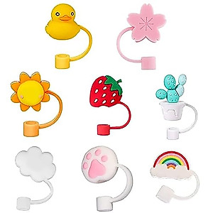 8Pcs Straw Covers Cap,Straw Covers for Reusable Straws,Straw Tip Covers,Drinking Straw Cover,Straw Topper,Straw Caps for Reusable Straws,Silicone Straw Covers Cap,Cloud Straw Cover