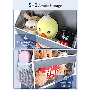 BLOROOM Over the Door Organizer Hanging Storage with 3 clear slip pockets and 5 Large Pockets 10 Side Pockets Closet Door Organizer Heavy Duty Baby Organization for Bathroom,Pantry,Bedroom,Nursery