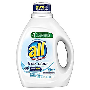 All Liquid Laundry Detergent, Free Clear for Sensitive Skin, 88 Fluid Ounces, 58 Loads