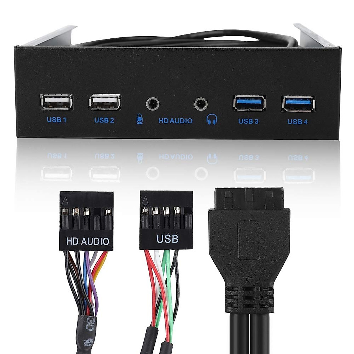 5.25 Inch Front Panel USB Hub with 2 x USB 3.0 Ports & 2 x USB 2.0 Ports & 1 x HD Audio Port 19 Pin Extension Front Panel Card Reader Support WinXP/2003/VISTA/2008/Windows 7/WIN8