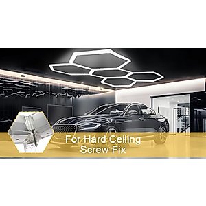 Brivulgent Hexagon LED Lights 5 Grid Garage Car Detailing - Hexagon Ceiling Lights Total Gym, Barber Shop, Workspace - Flicker-Free LED Hex Lights with Wider Coverage