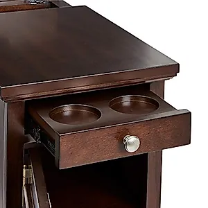 Ball & Cast Traditional End Table with Charging Station Chair Side Table with Charging Outlets and USB Ports, Sable Brown