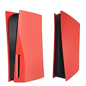 Console Replacement Shell for PS5 DOBEWINGDELOU Hard Shockproof Skin Case for PlayStation 5 Disc Console ABS Anti-Scratch Dustproof Cover Replacement Plate Cover for PS5 Disk Console (Red)
