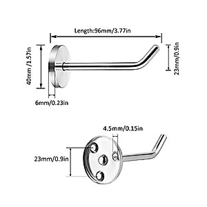 4pcs Long Coat Hook Bath Towel Wall Hook Heavy Duty Robe Hanger Single Wall Mount Hooks Stainless Steel Modern Bathroom Closet Wall Hangers for Entryway Door Bedroom Kitchen Wardrobe, Brushed Nickel