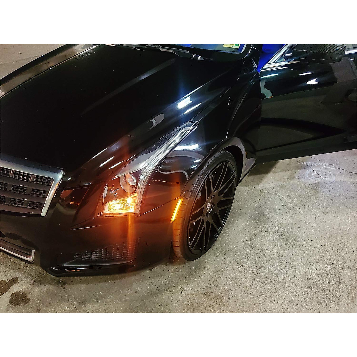 iJDMTOY Smoked Lens 27-SMD Amber Full LED Bumper Side Marker Light Kit Compatible With 2013-2014 Cadillac ATS, 2017-up Cadillac XT5; Compatible With 2019-up Chevy Blazer, Replace Amber Sidemarkers