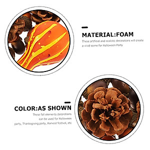 Alasum 1 Set fall decor party supplies halloween decorations pinesol Pumpkin And Maple Leaf Kit Artificial Fall Acorns Maple Leaf Photo Props Artificial Maple Leaves Foam Ornament autumn