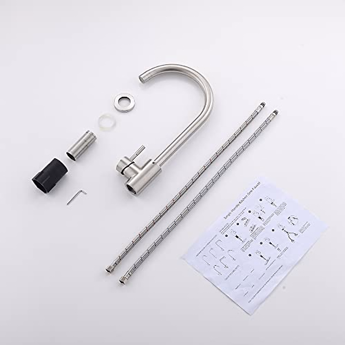 Jshozzy Modern Bar Sink Faucet Stainless Steel Bar Faucet for Kitchen Sink Single Handle Hot and Cold, Brush Nickle Prep Sink Faucet