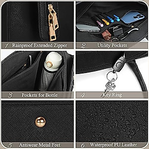 Laptop Bag for Women 15.6 inch Leather Tote Bag 2pcs Set Professional Work Bag with Envelope Clutch Bag Large Office Computer Bag Teacher Bag Shoulder Bag Satchel Purse, Black