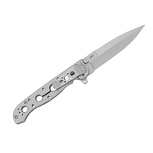 CRKT M16-03SS EDC Folding Pocket Knife: Sandvik Frame Lock, 4-Position Pocket Clip Bead Blast Blade, Stainless Steel Handle