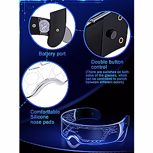 TOODOO 2 Pairs LED Visor Glasses 7 Colors Futuristic Glasses 4 Modes Light Up Glasses Honeycomb Luminous Glasses for Adults (Elegant Style)