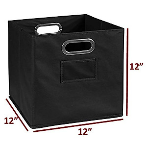 Set of 2 Cubo Foldable Fabric Bins- Black