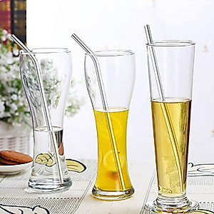 8 Piece 12 Inch Extra Long Metal Straws, 8mm Reusable Stainless Steel Thick Drinking Straws with Silicone Tips and Cleaning Brush, for Tall Tumblers 40 Ounce, Silver