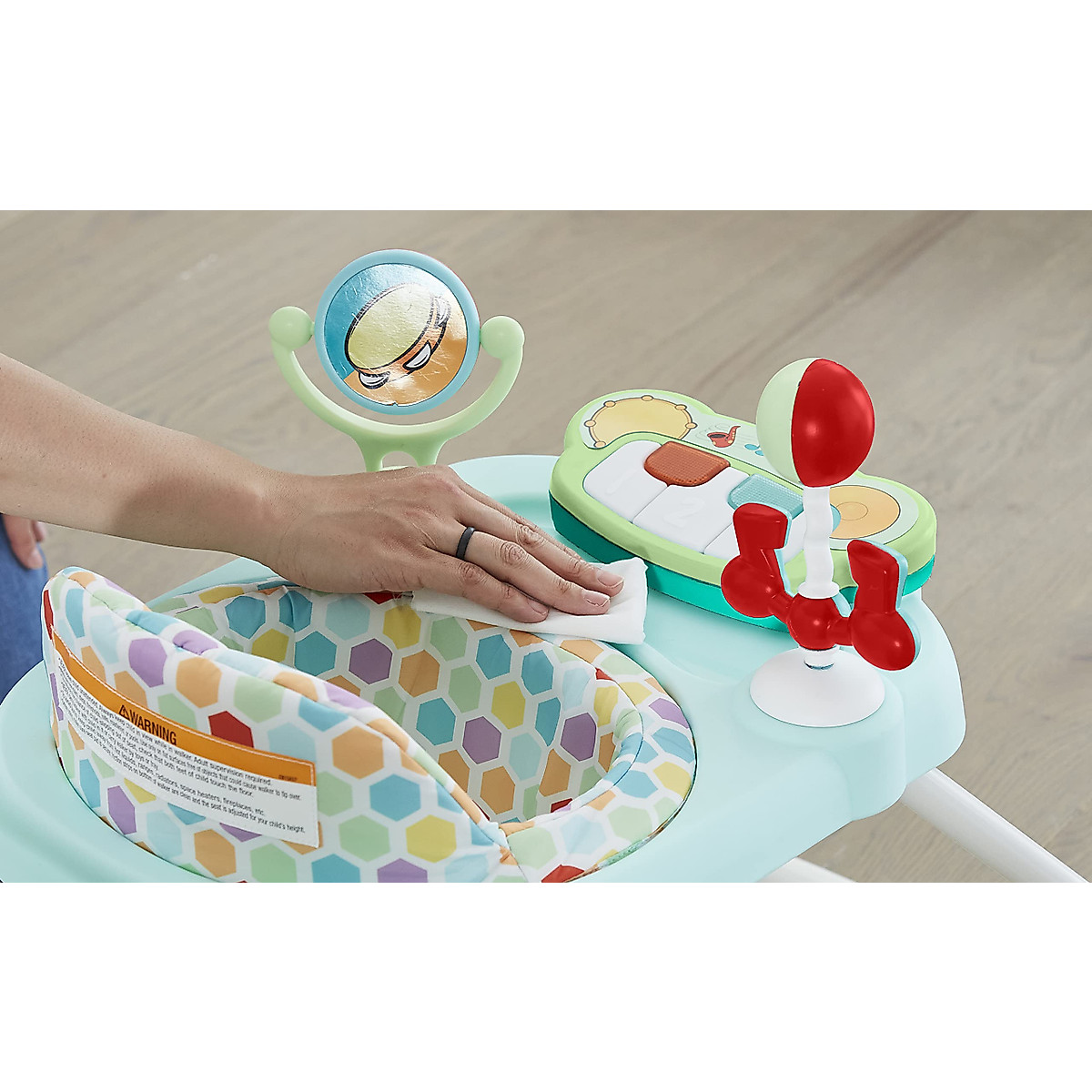 Kolcraft Tiny Steps Groove 3-in-1 Infant and Baby Activity Push Walker with Steel Base, Removable Piano-Toy, Seated or Walk-Behind for Baby Girl or Boy - Honeycomb