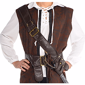 Party City Pirate Bandolier Belt Costume for Teens & Adults - Costume Includes One Adjustable Brown Faux Leather Belt - Costumes for Halloween, Birthday Parties & Themed Events