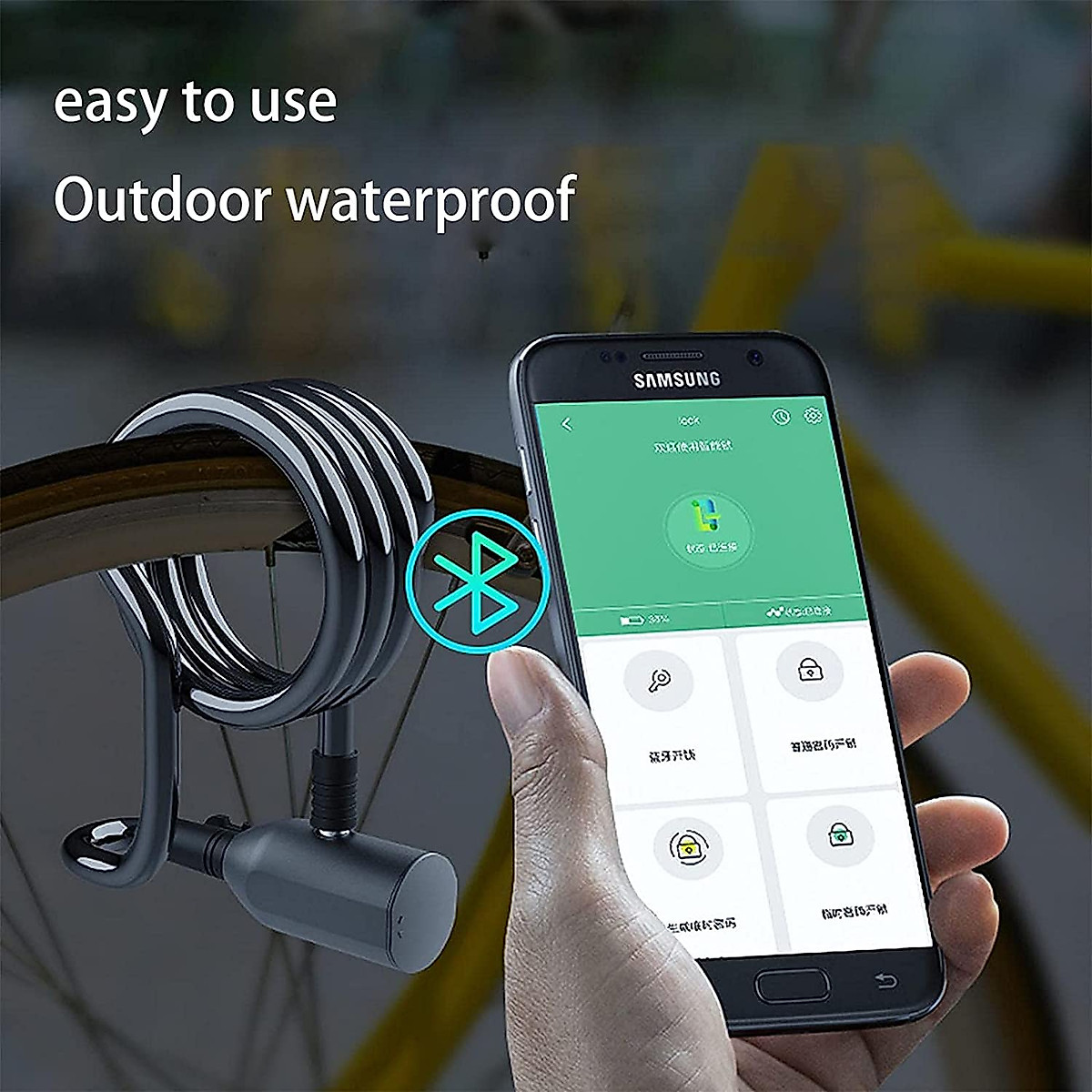 Bicycle Locks Heavy Duty Anti Theft Bike Lock Bike Lock Bluetooth, Fingerprint 3 in 1 Bicycle Lock, with Bracket Charging Cable, 1.5m Anti-Theft Keyless Mountain Bike Road, Bluetooth App