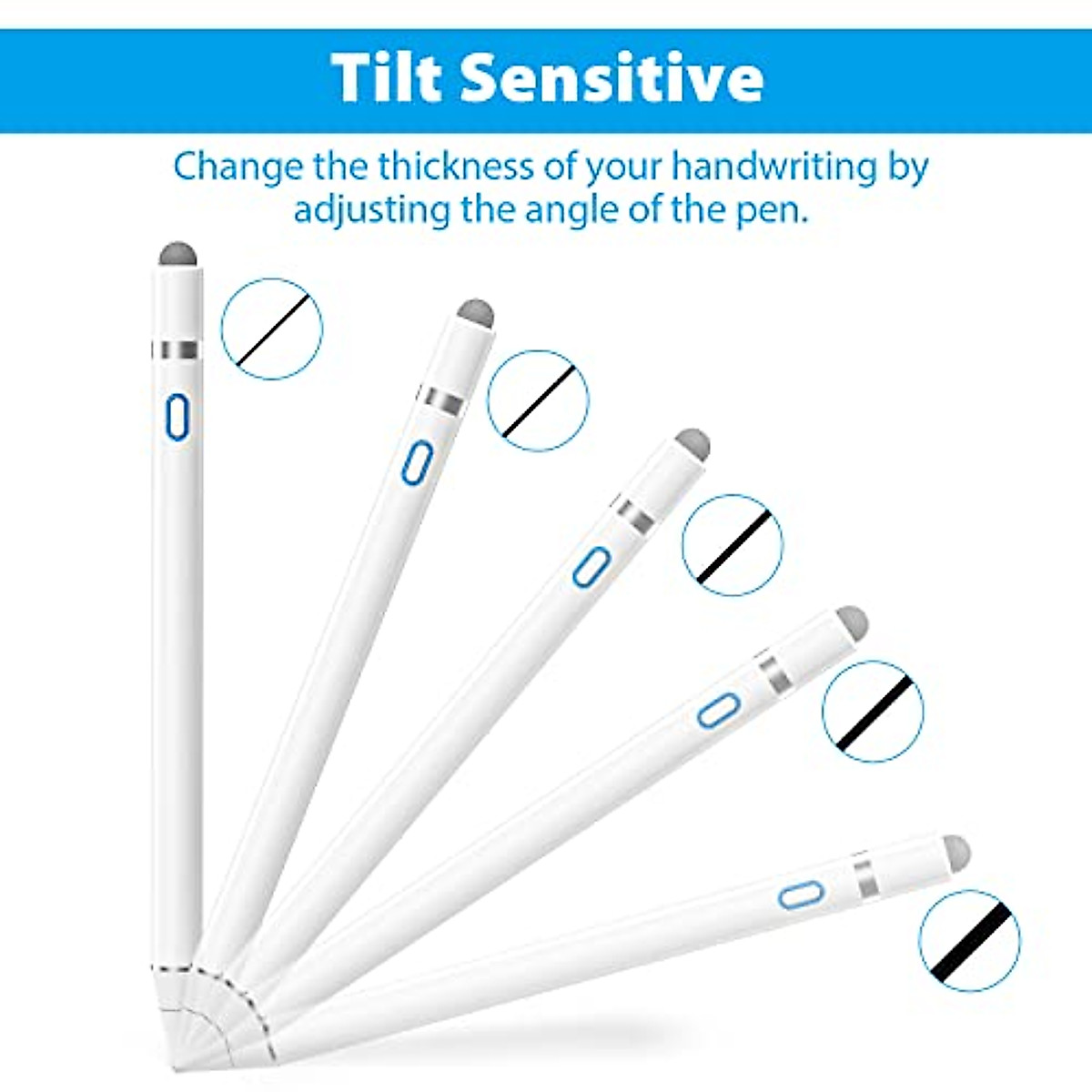 RICQD Stylus Pencil Compatible Apple iPad(2018-2022) with Palm Rejection iPad 10/9/8/7/6th, Pro 12.9 6/5/4/3rd Gen, Air 5/4/3rd, Mini 6/5th, Pro 11 High Precision Drawing Pen