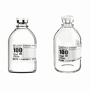 Biocomma 4pcs 100ml Sterile Empty Vial with Plastic Aluminum Flip Off Caps，Penicillin Bottle 20mm Crimp Top Sterile Transparent Borosilicate Lab Sample Vial (Transparent)