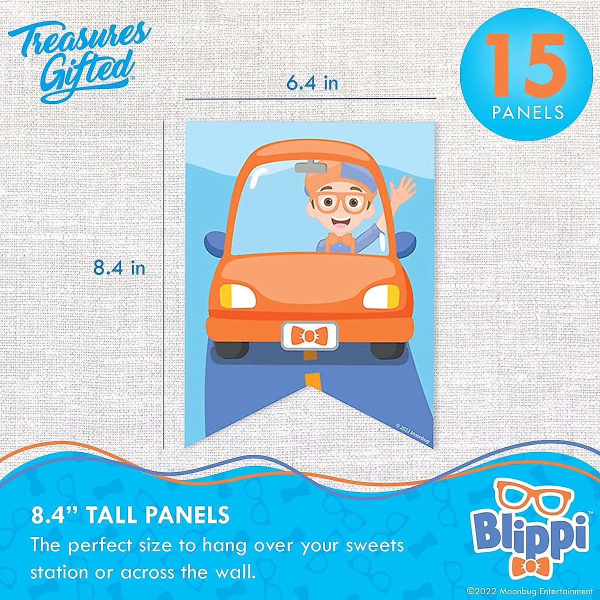 Treasures Gifted Officially Licensed Blippi Birthday Banner Vehicle - Blippi Happy Birthday Banner - Blippi Birthday Party Supplies - Blippi Party Decorations - Blippi Banner - Blippi Party Supplies