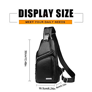 Leathario Leather Sling Bag For Men Chest Crossbody Shoulder Backpack Small Daypack Multipurpose Casual Travel