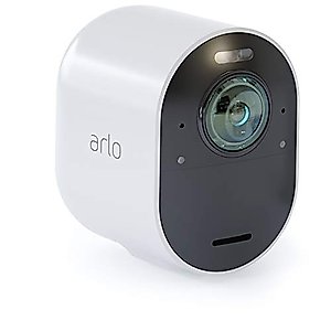 Arlo Ultra Smart Home Security Cameras, Alarm, Rechargeable, Colour Night Vision, Indoor/Outdoor, 4K UHD, 2-Way Audio, Spotlight, 180 Degree View, Add On Camera - SmartHub Needed, VMC5040
